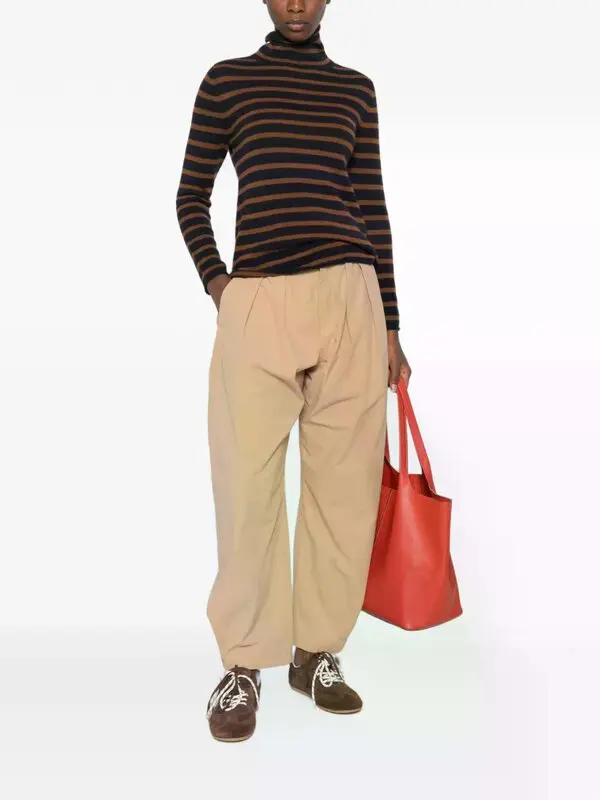 BEYOU Striped Roll-neck Sweater