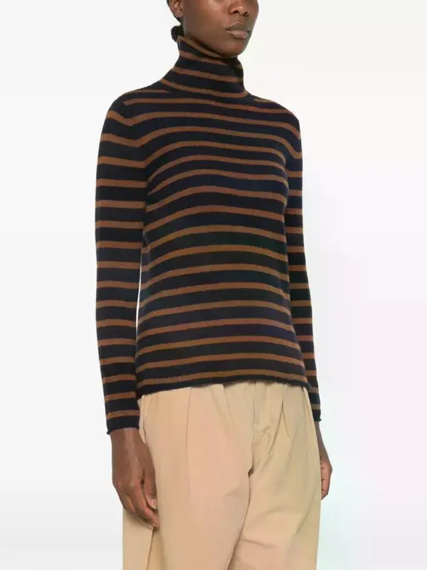 BEYOU Striped Roll-neck Sweater
