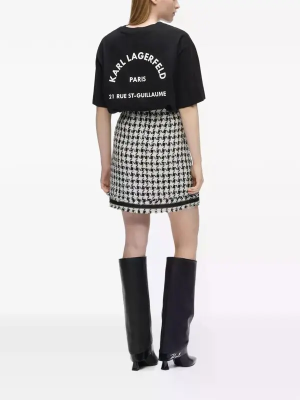 Karl Lagerfeld Houndstooth Bouclé Mini Skirt - White