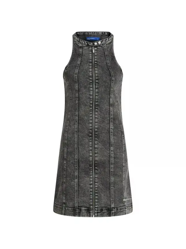Karl Lagerfeld Sleeveless Zip-up Mini Dress - Grey