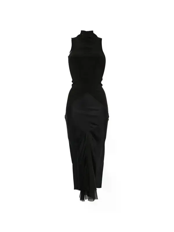 Rick Owens Sleeveless Cowl Neck Midi Dress - Black