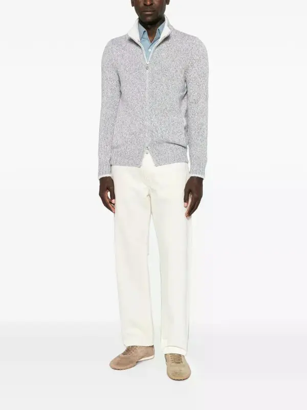 GRAN SASSO Zip-up Marl-knit Cardigan