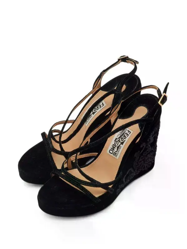 FERRAGAMO Strappy Platform Wedge Sandals