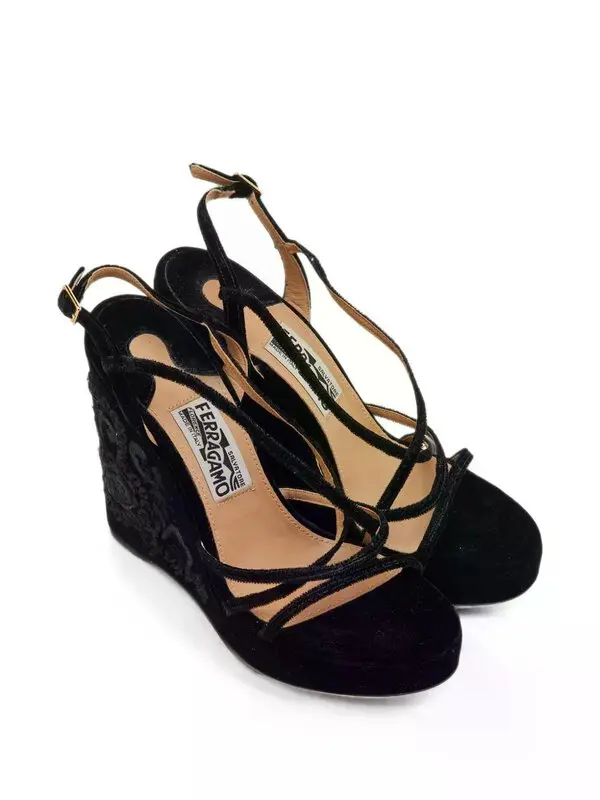 FERRAGAMO Strappy Platform Wedge Sandals