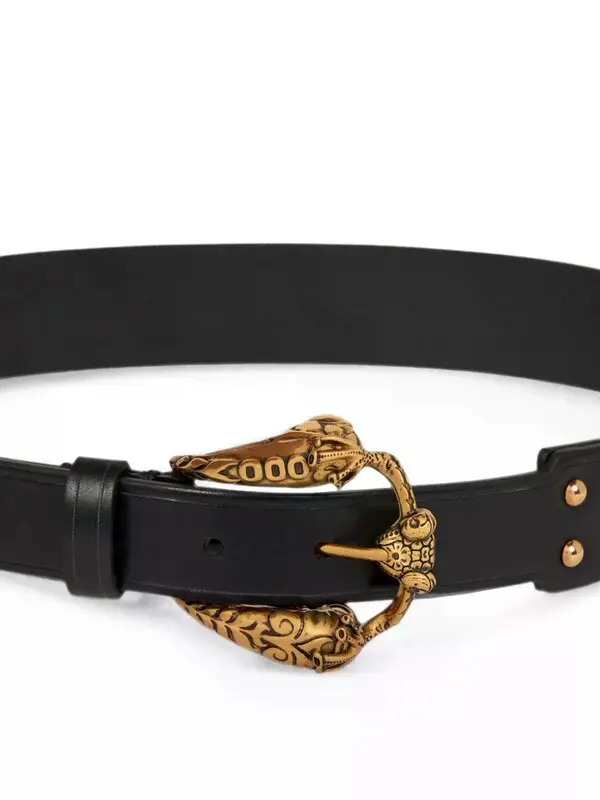 Etro Leather Belt With Animal Buckle
