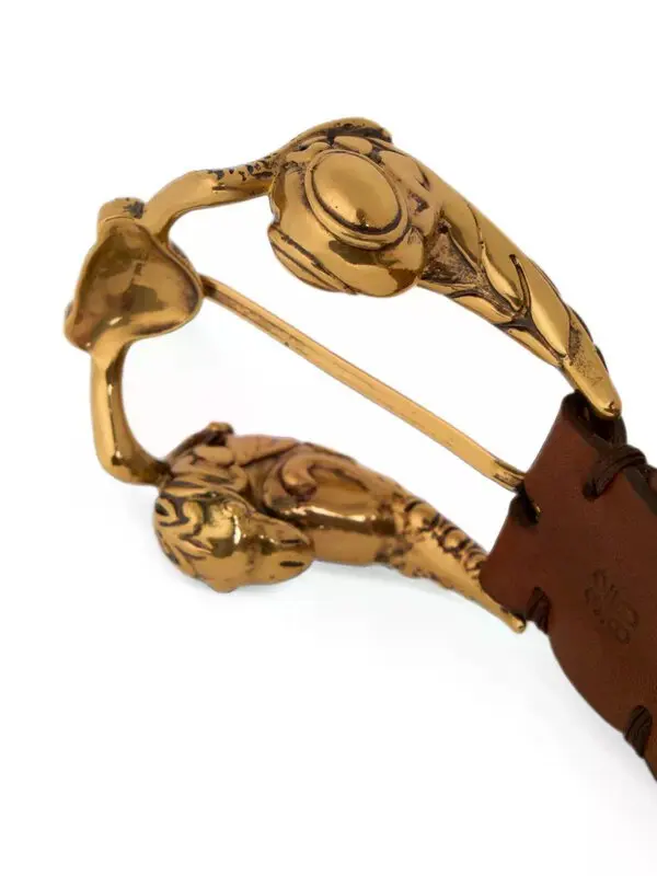 Etro Leather Belt With Animal Buckle