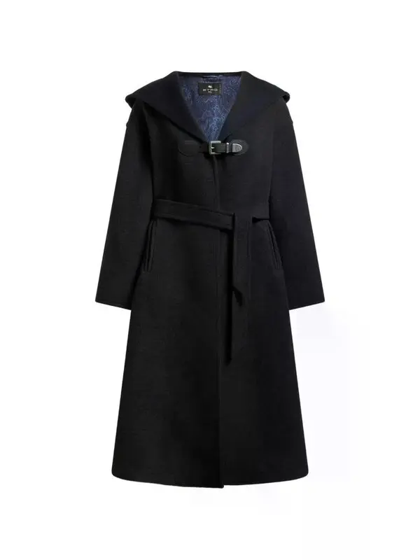 Etro Wool-blend Coat With Hood And Belt