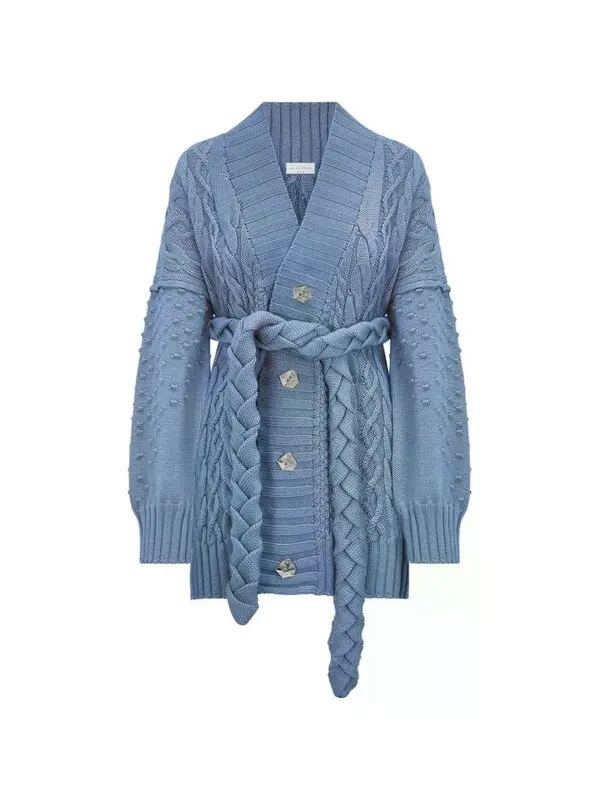 VIOLANTE NESSI Cable-knit Belted Cardigan