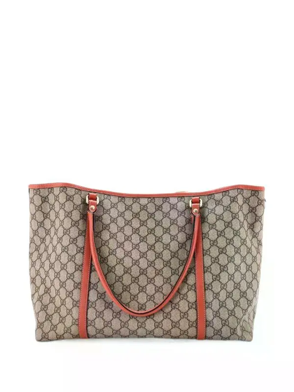 Gucci Joy Gg Coated Canvas With Leather Medium Tote Bag - Brown