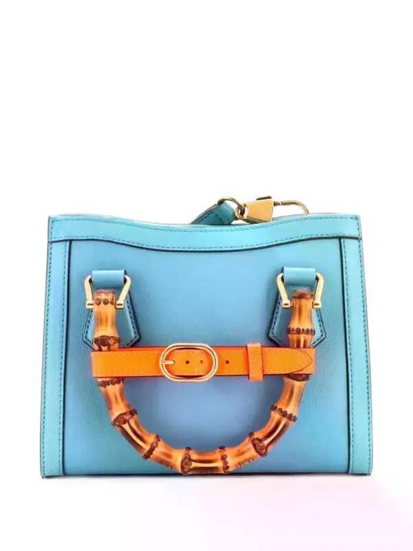 Gucci Diana Nm Bamboo Handle Tote Leather Mini Crossbody Bag - Blue