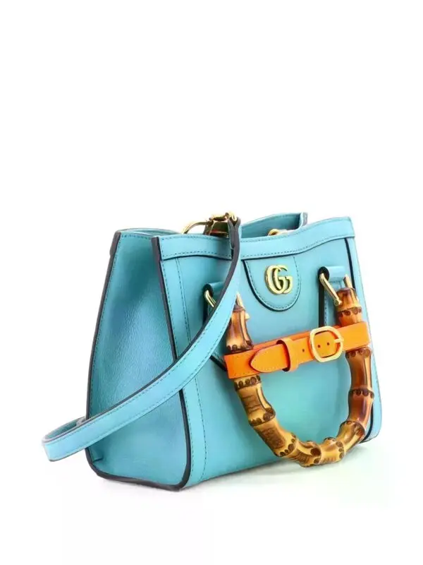 Gucci Diana Nm Bamboo Handle Tote Leather Mini Crossbody Bag - Blue