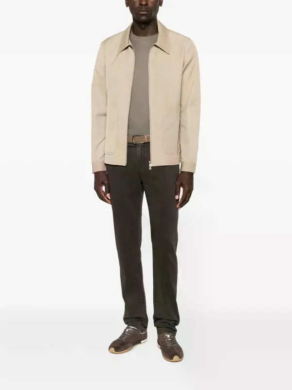 Jacob Cohen Logo-patch Straight-leg Trousers - Brown