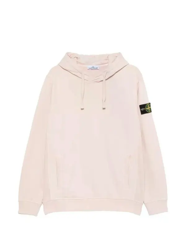 Stone Island Compass Patch Drawstring Hoodie - Pink