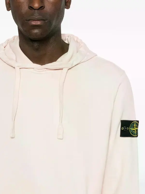 Stone Island Compass Patch Drawstring Hoodie - Pink