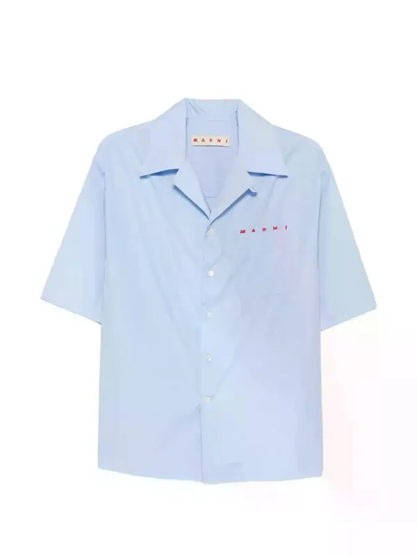 Marni Logo-print Camp-collar Shirt - Blue