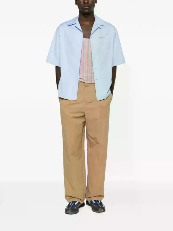 Marni Logo-print Camp-collar Shirt - Blue