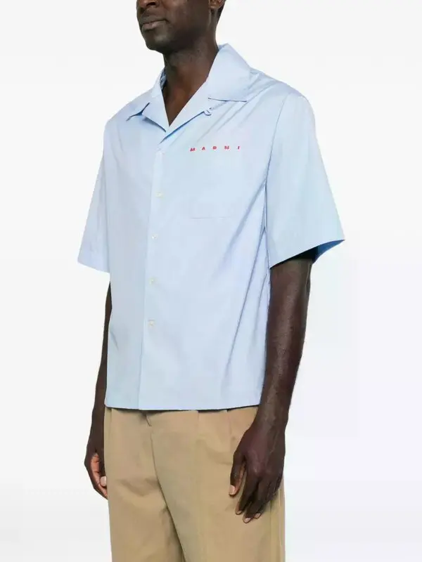 Marni Logo-print Camp-collar Shirt - Blue
