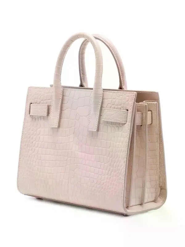 Saint Laurent 2017 Nano Croc Embossed Leather Sac De Jour Satchel - Pink