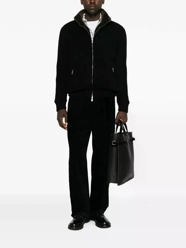 BARBA NAPOLI Ribbed-knit Faux-fur-trim Jacket