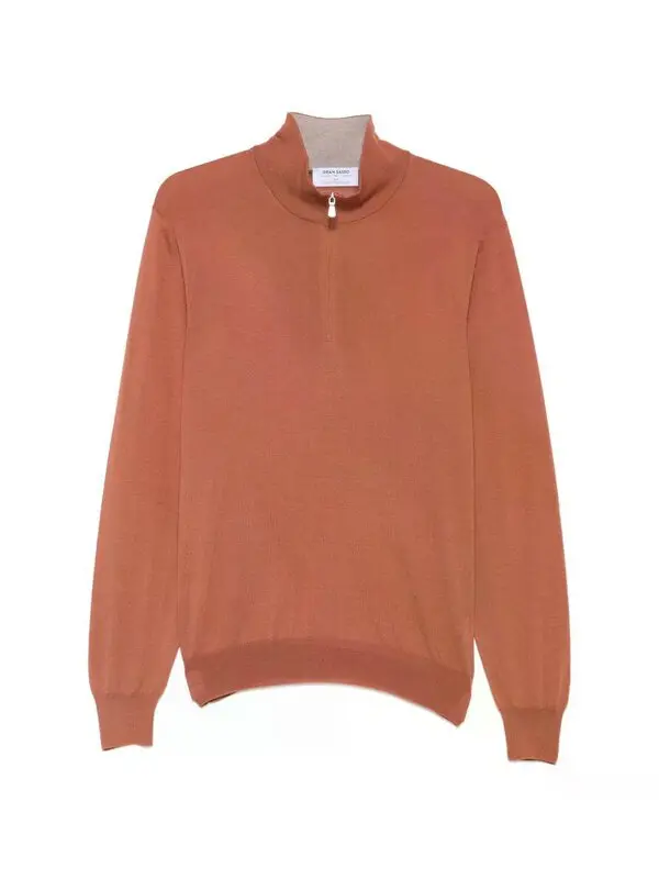 GRAN SASSO Quarter-zip Knitted Sweater - Orange