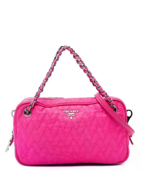 Prada 2013-2026 Impuntu Tessuto Chain Satchel - Pink