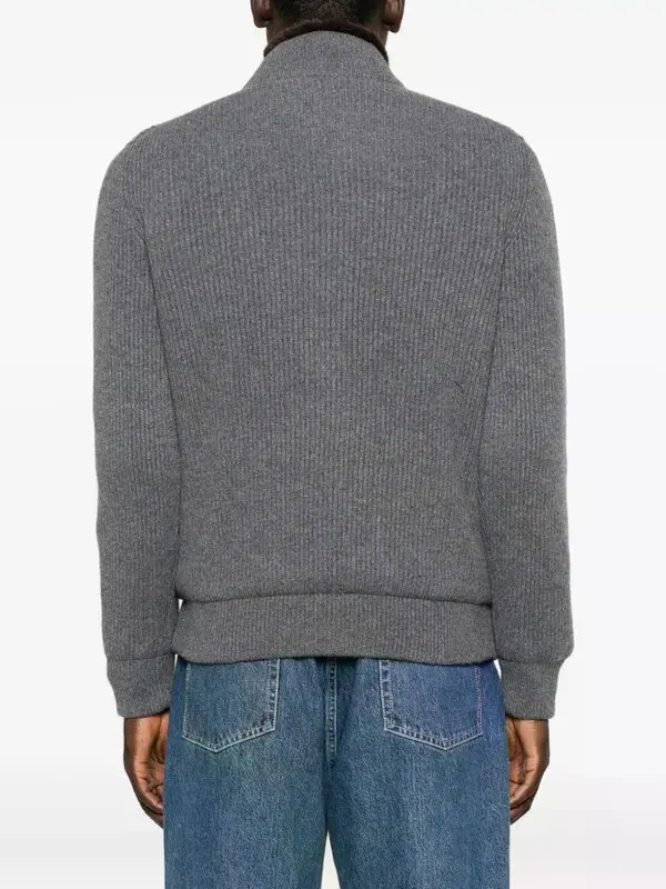 BARBA NAPOLI Fur-trim Ribbed-knit Jacket