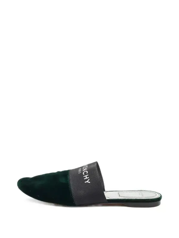 Givenchy Logo-strap Velvet Flat Mules