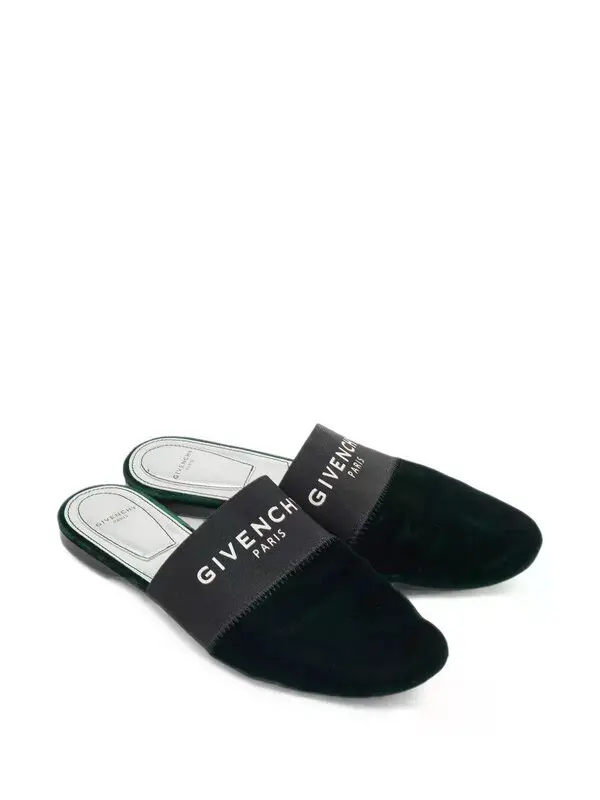 Givenchy Logo-strap Velvet Flat Mules