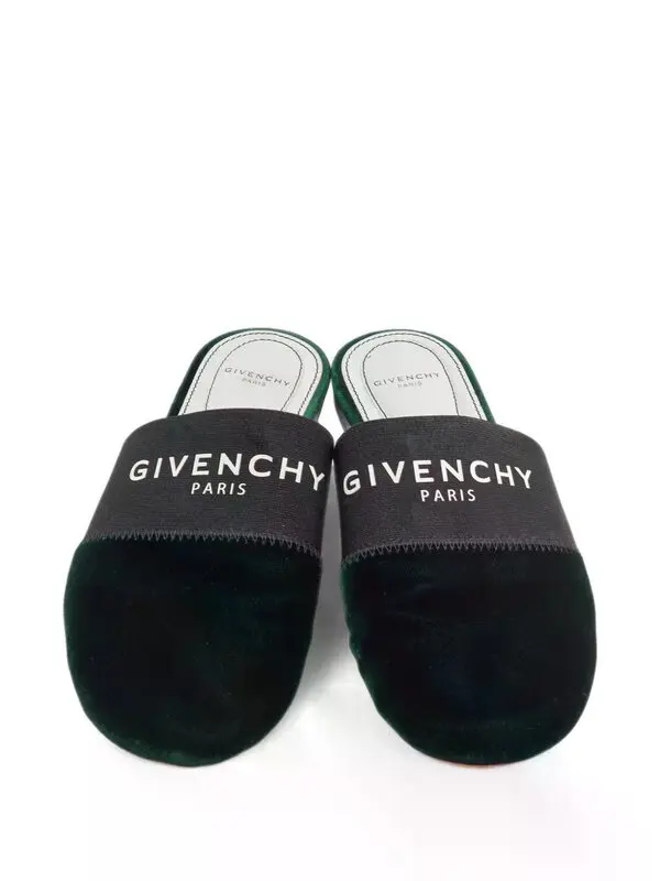 Givenchy Logo-strap Velvet Flat Mules