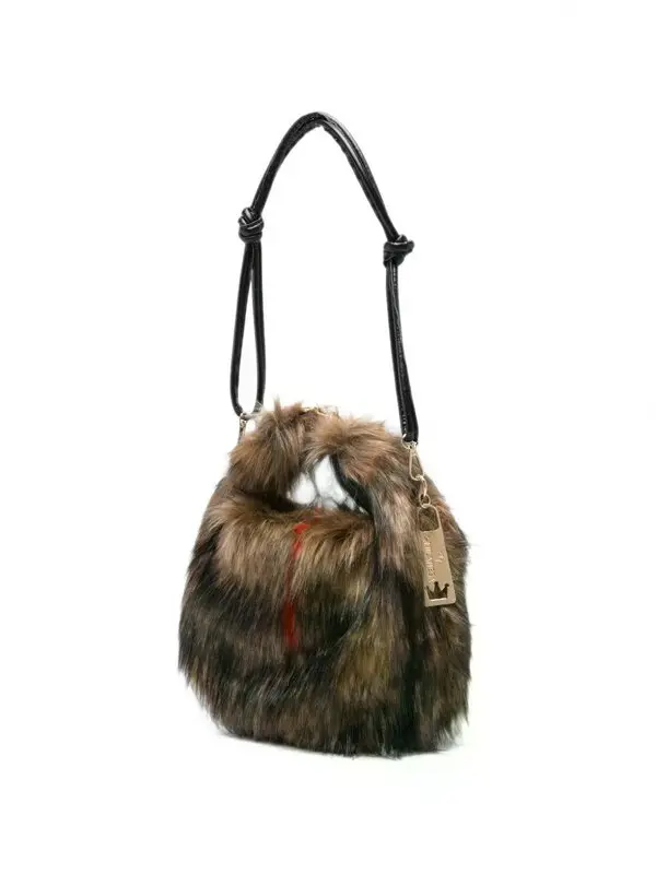 LA MILANESA Faux-fur Logo-plaque Shoulder Bag - Brown