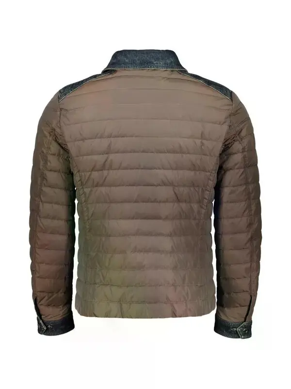 MOORER Denim-panelled Quilted Jacket
