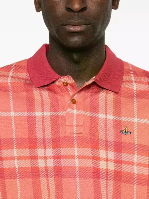 VIVIENNE WESTWOOD Check-pattern Orb-embroidered Polo Shirt