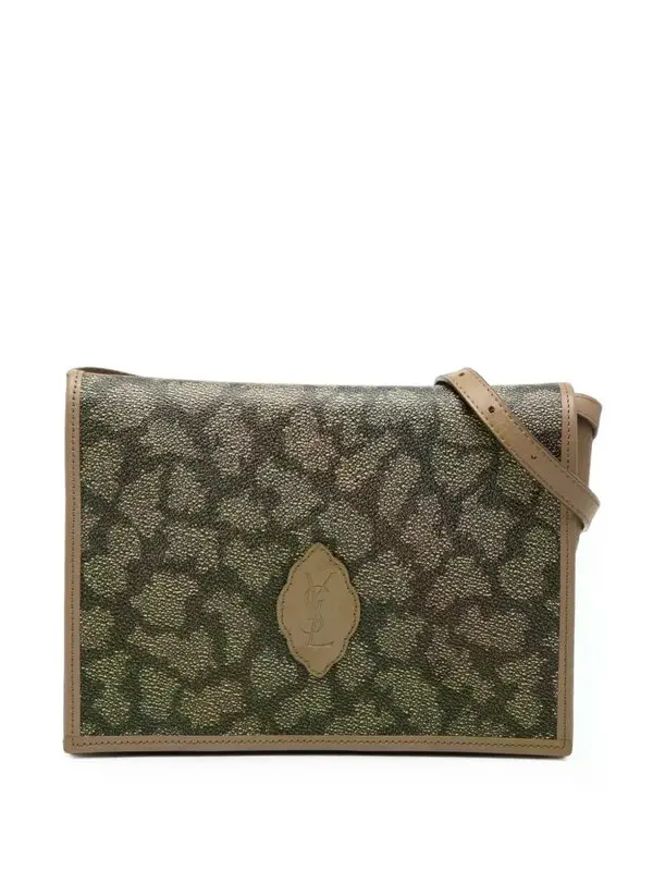 Saint Laurent 20th Century Coated Canvas Giraffe Print Shoulder Bag