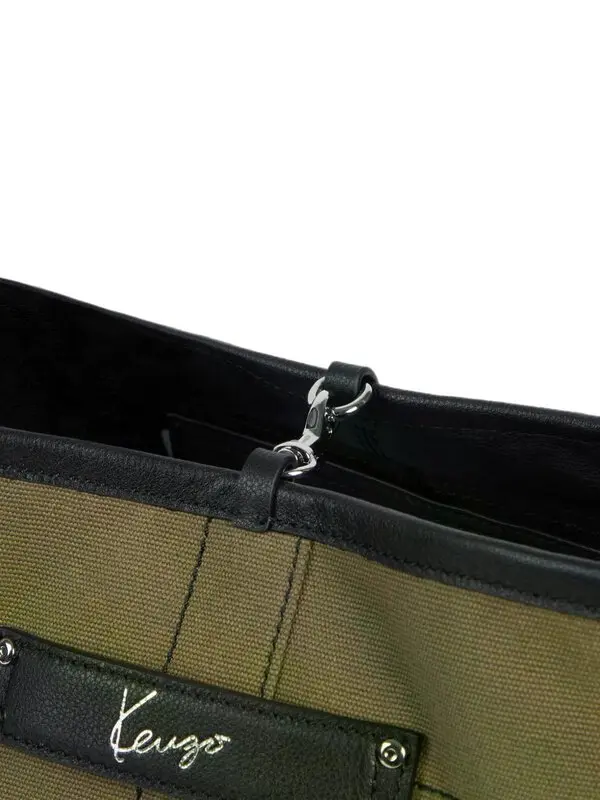 Kenzo Utility Reversible Canvas Calf Leather Bucket Bag