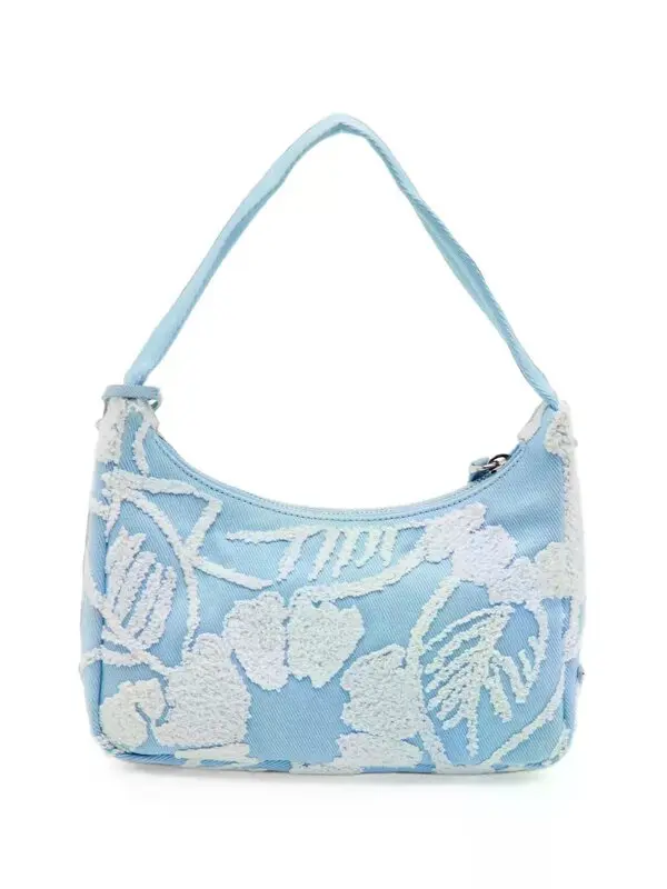 Prada Re-edition 2005 Embroidered-logo Shoulder Bag - Blue