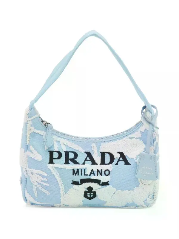 Prada Re-edition 2005 Embroidered Shoulder Bag - Blue
