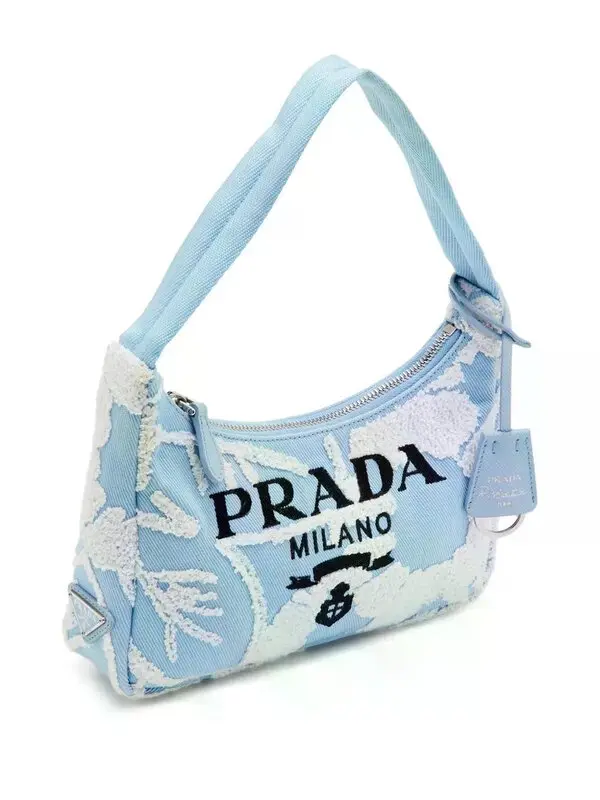 Prada Re-edition 2005 Embroidered Shoulder Bag - Blue