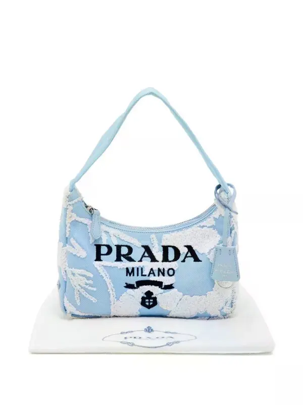Prada Re-edition 2005 Embroidered Shoulder Bag - Blue