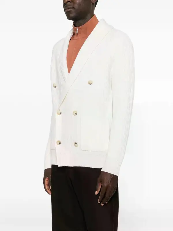GRAN SASSO Double-breasted Ribbed-knit Cardigan - White