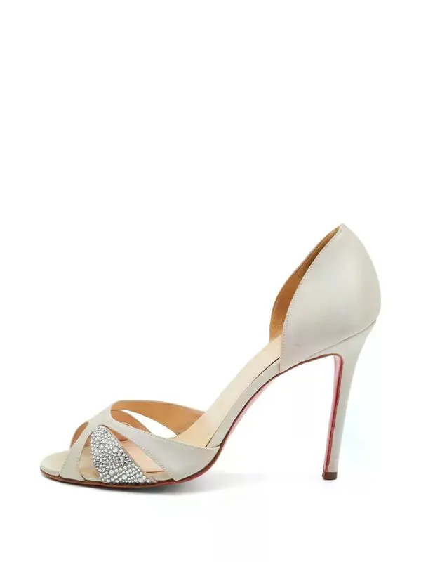 CHRISTIAN LOUBOUTIN Embellished Satin D'orsay Stiletto Pumps - White