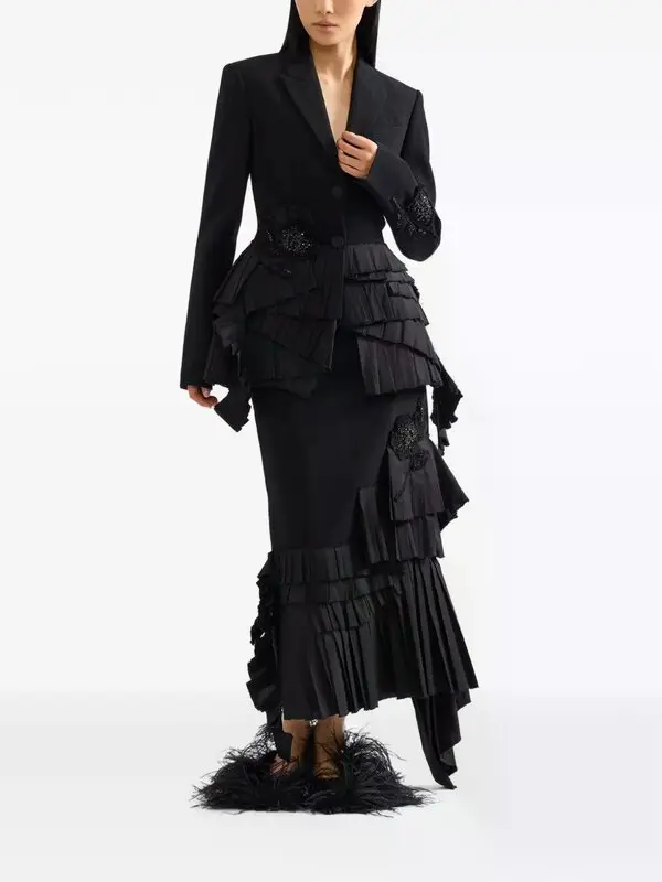 Erdem Embroidered Ruffled Blazer