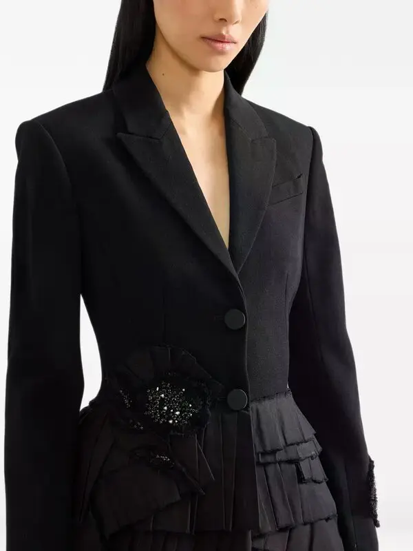 Erdem Embroidered Ruffled Blazer