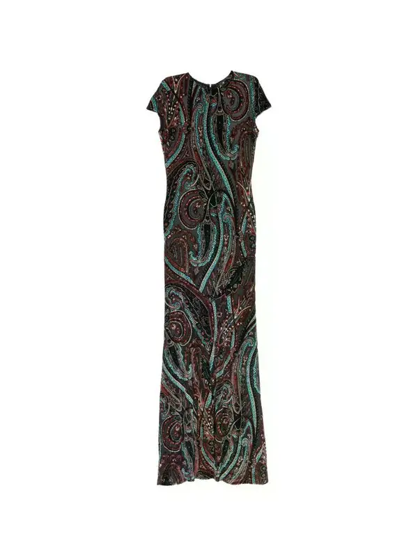 Etro Paisley Print Maxi Dress - Green