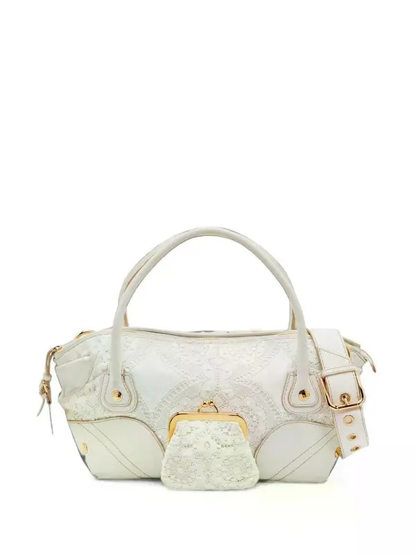 Dolce & Gabbana Lace Leather Tote Bag - White