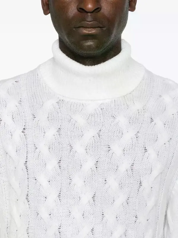 GRAN SASSO Cable Knit Roll Neck Sweater