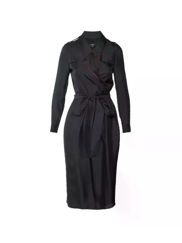 Burberry Contrast Trim Trench Coat - Black