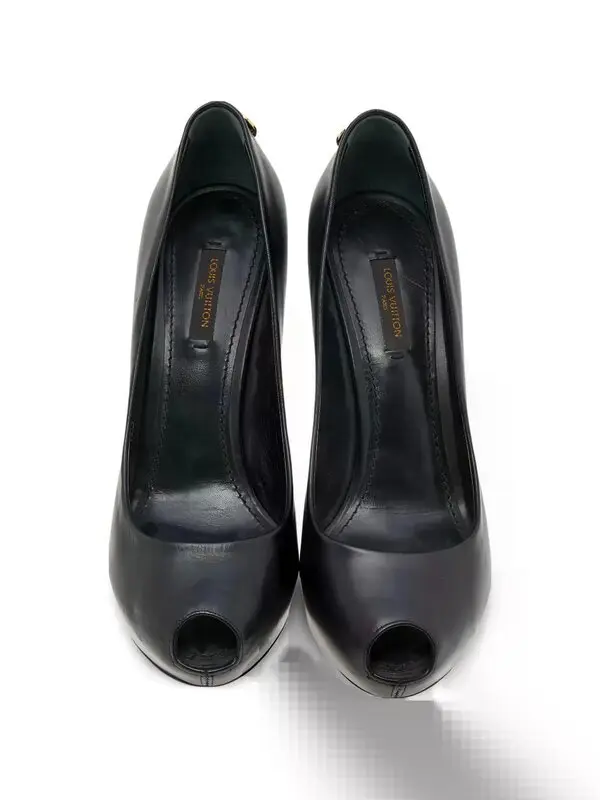 LOUIS VUITTON Leather Peep-toe Stiletto Heels With Padlock Detail