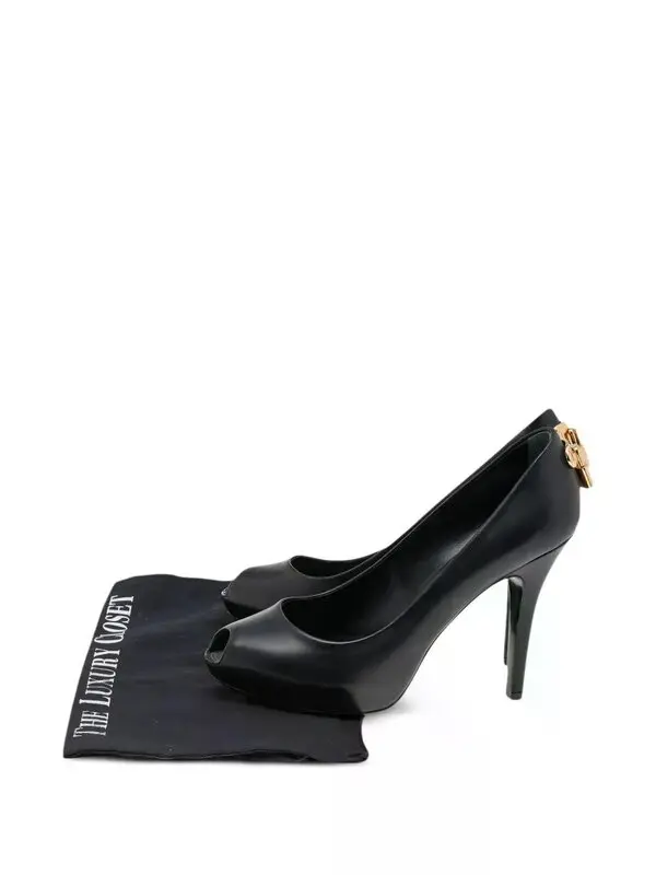 LOUIS VUITTON Leather Peep-toe Stiletto Heels With Padlock Detail