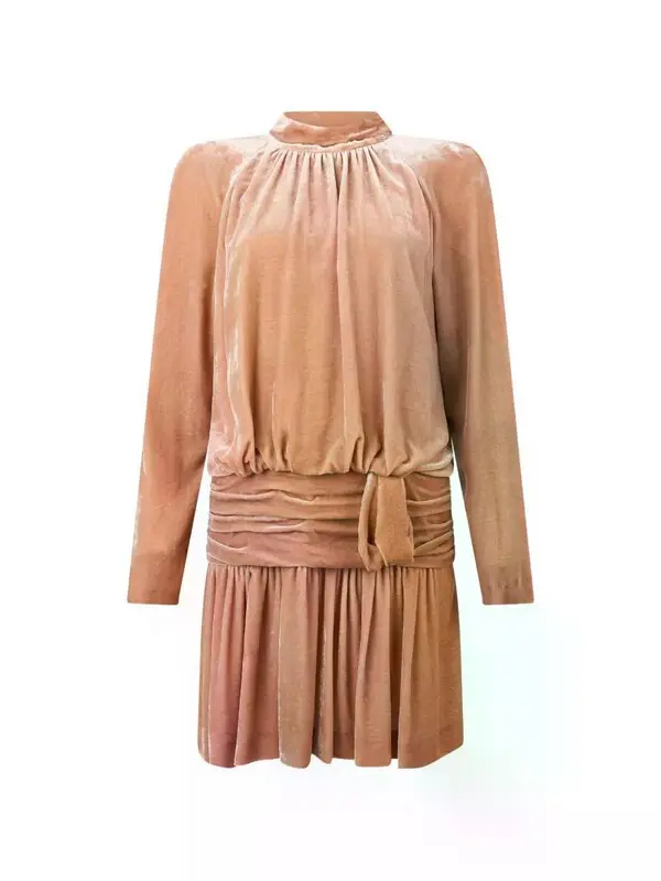 Alberta Ferretti Pleated Belted Mini Dress