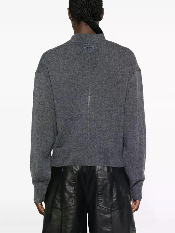 Pinko Ribbed Mock Neck Sweater With Logo Patch